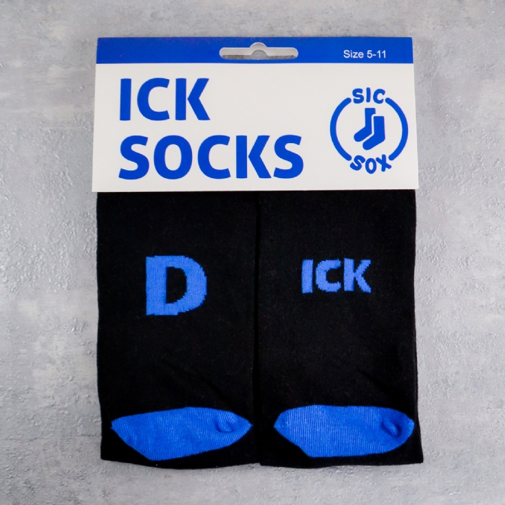 Black D-ICK Socks with Blue Trim | Find Me A Gift