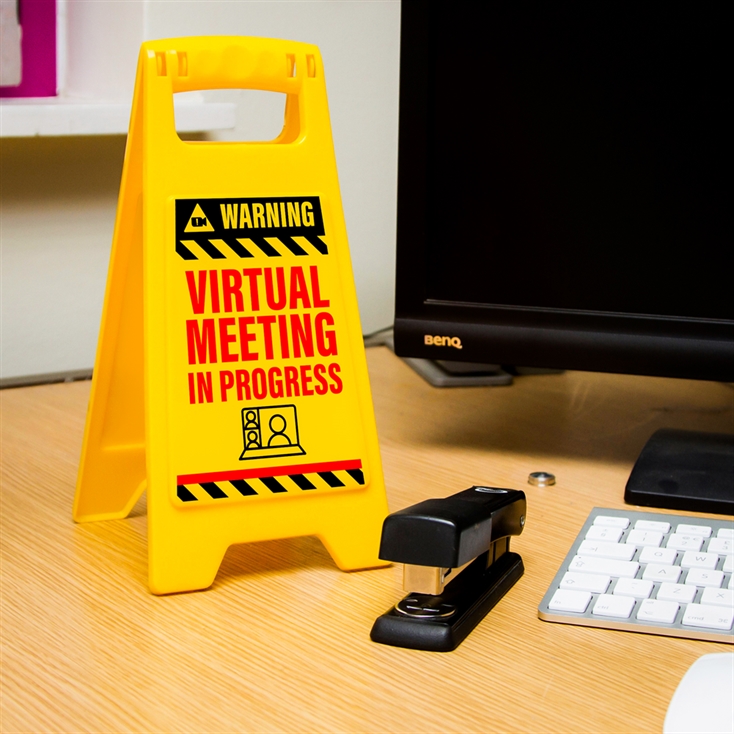 Desk Warning Sign - Virtual Meeting in Progress | Find Me A Gift