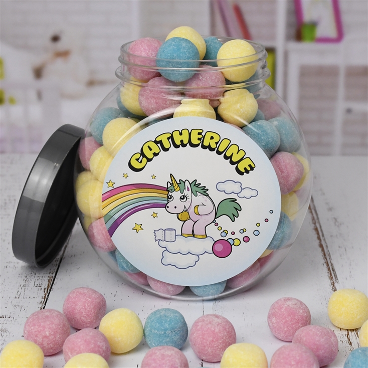 Unicorn Poop Personalised Sweet Jar | Find Me A Gift
