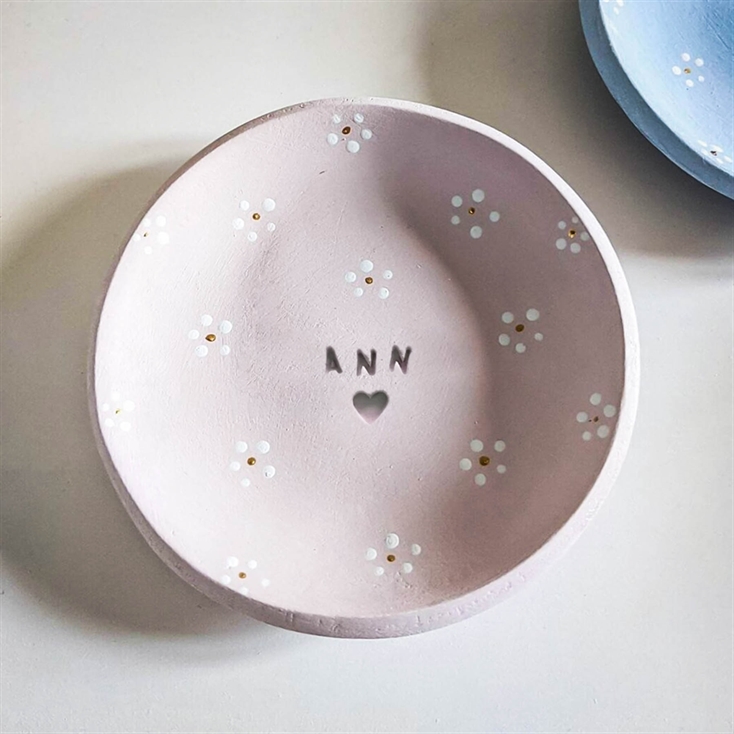 Personalised Handmade Blue or Pink Trinket Dish | Find Me A Gift