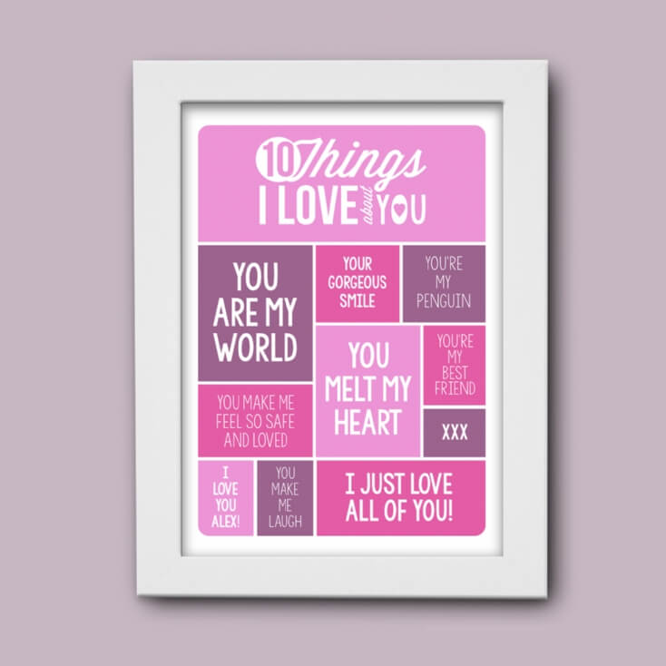 Personalised 10 Things I Love About You Poster | Find Me A Gift