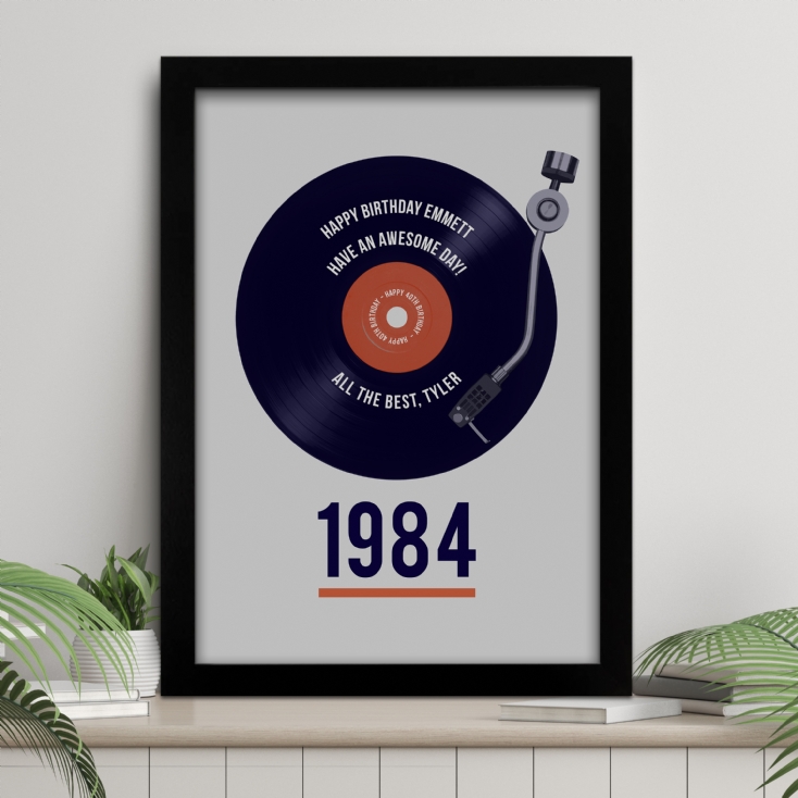Personalised 40th Birthday Retro Record Print | Find Me A Gift