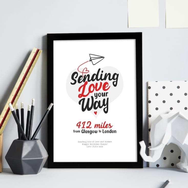 Sending Love Distance Personalised Poster | Find Me A Gift