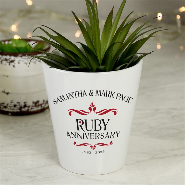 Personalised Ruby Wedding Anniversary Plant Pot | Find Me A Gift