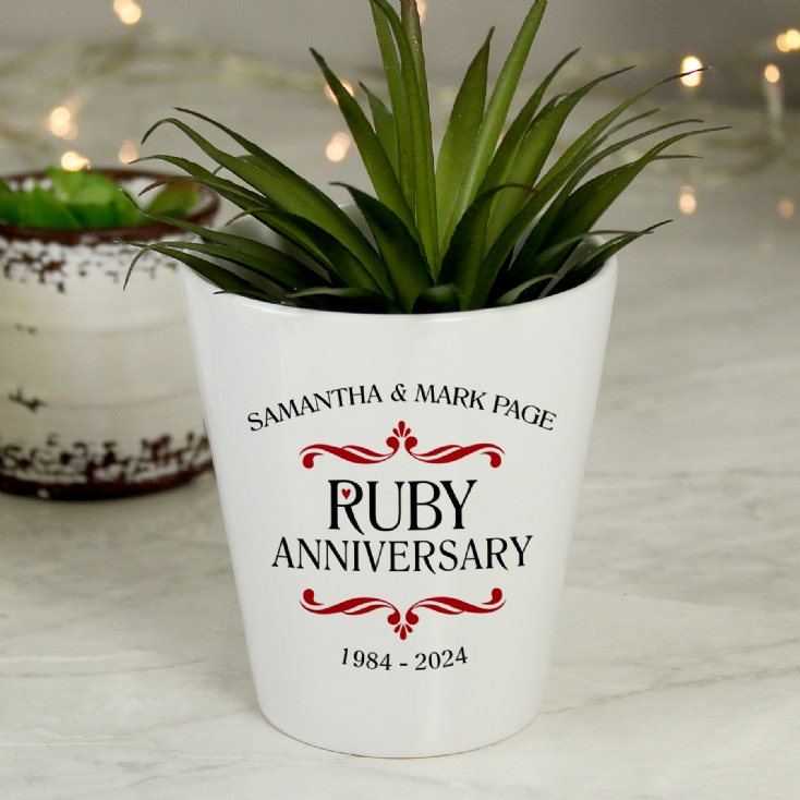 Personalised Ruby Wedding Anniversary Plant Pot | Find Me A Gift