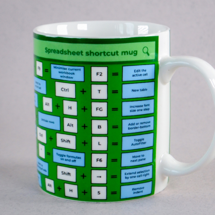 Spreadsheet Shortcut Mug | Find Me A Gift