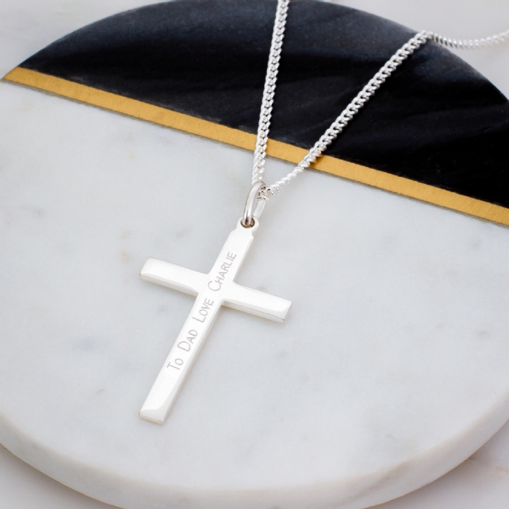 Personalised Mens Sterling Silver Cross & Chain | Find Me A Gift