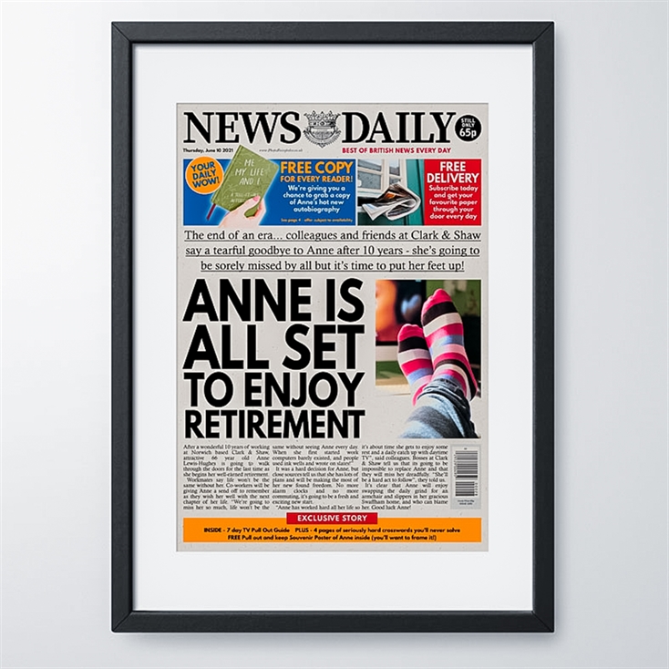 Personalised "Retirement" Newspaper Front Page | Find Me A Gift