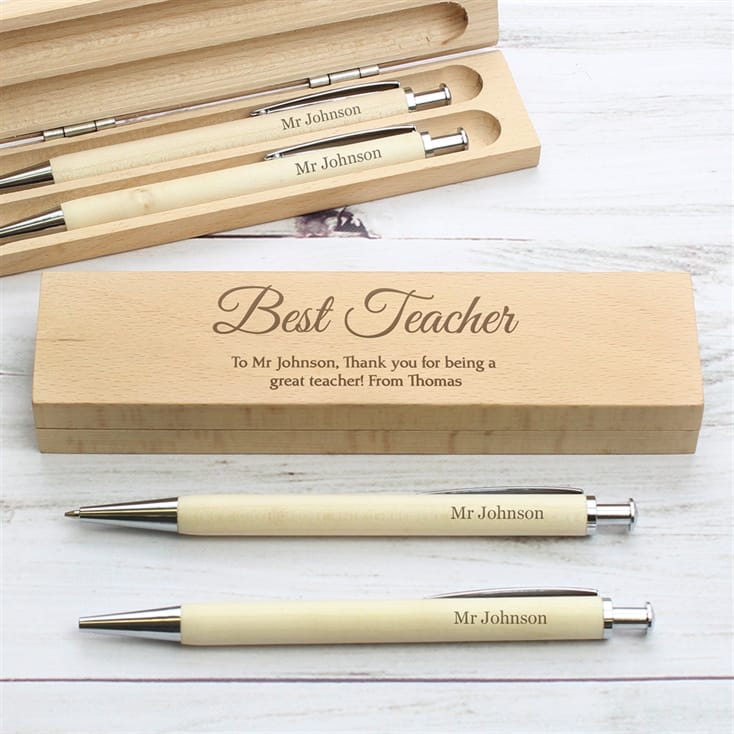 Personalised Wooden Pen and Pencil Box Set | Find Me A Gift