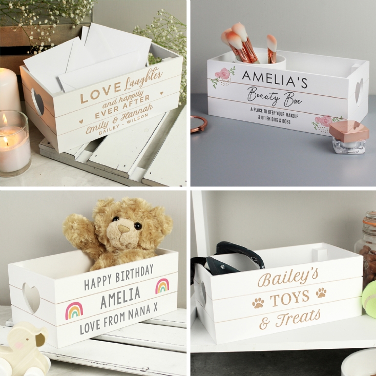 Personalised White Wooden Crates | Find Me A Gift