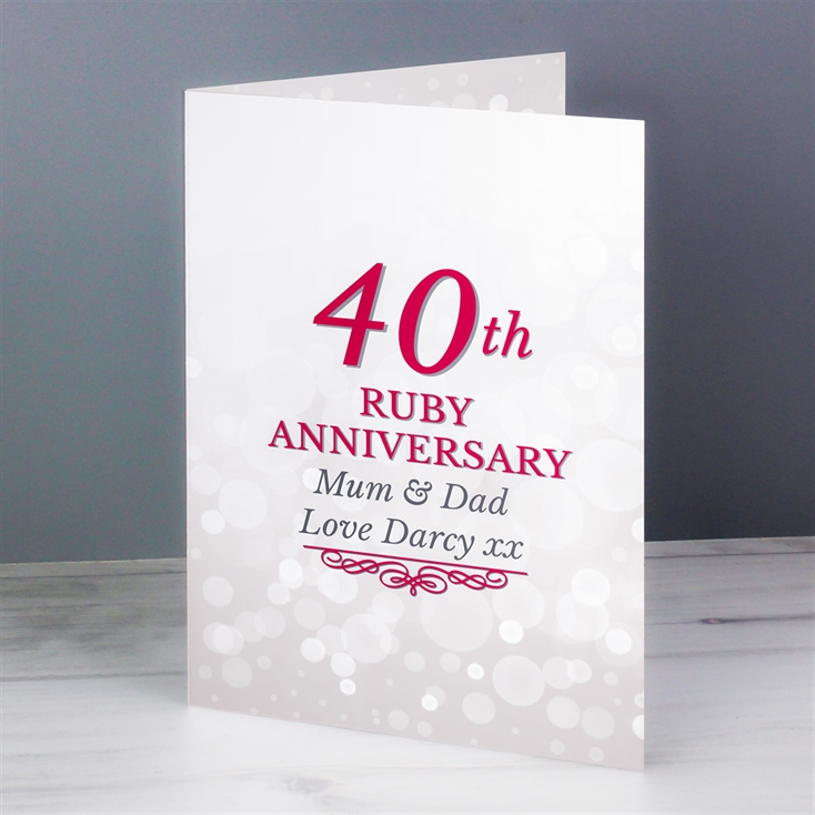 Personalised 40th Ruby Anniversary Card | Find Me A Gift