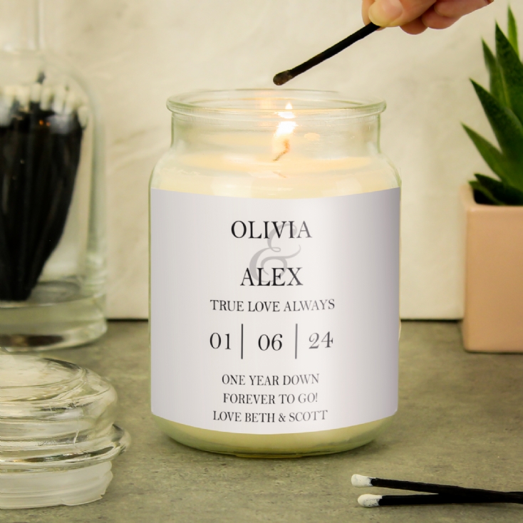 Personalised Couples Large Scented Jar Candle | Find Me A Gift