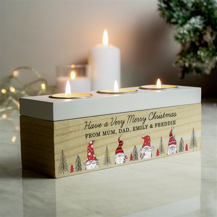 Personalised Gonk Christmas Triple Tea Light Box | Find Me A Gift