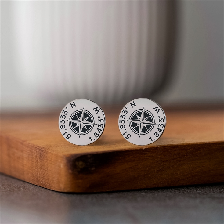 Personalised Silver Coordinates Cufflinks | Find Me A Gift