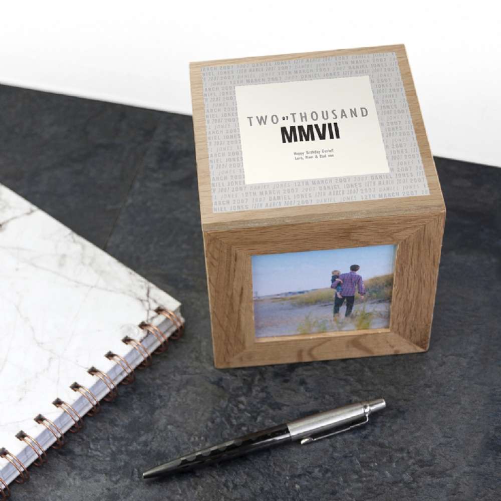 Personalised Roman Numeral Wooden Photo Box | Find Me A Gift