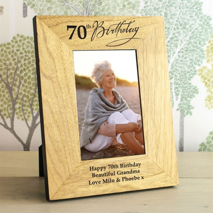 70th Birthday Wooden Personalised Photo Frame | Find Me A Gift