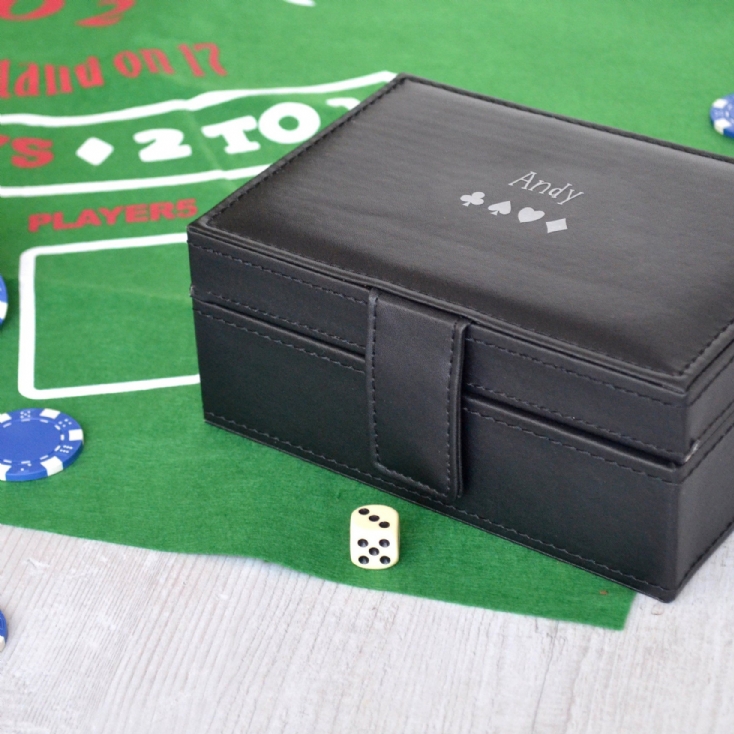 Personalised Poker Set in Faux Leather Box | Find Me A Gift