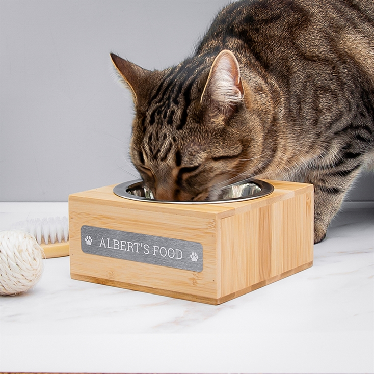 Personalised Small Bamboo Wooden Pet Bowl | Find Me A Gift