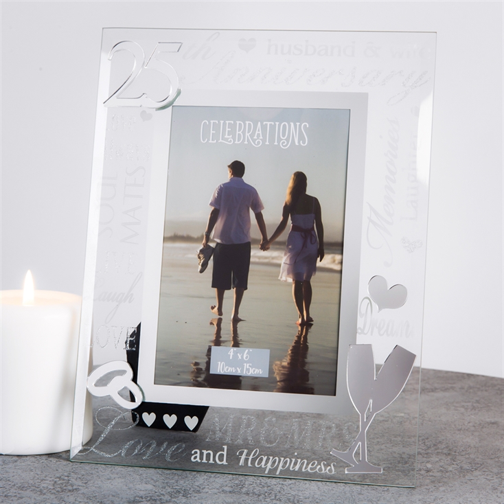 Mirror Words 25th Anniversary 4 x 6 Photo Frame | Find Me A Gift