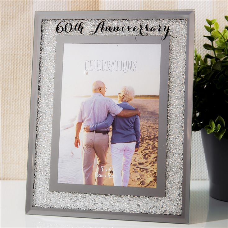 Crystal Border 60th Anniversary 5x7 Photo Frame | Find Me A Gift