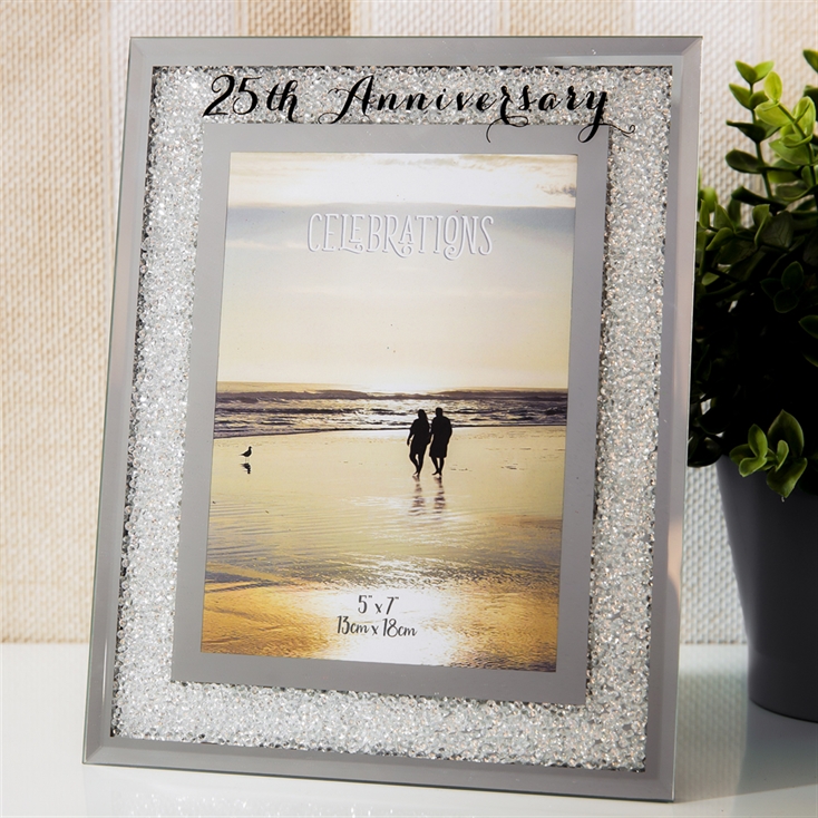 Crystal Border 25th Anniversary 5x7 Photo Frame | Find Me A Gift