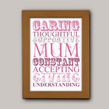 Words for Mum Print with Personalised Frame | Find Me A Gift